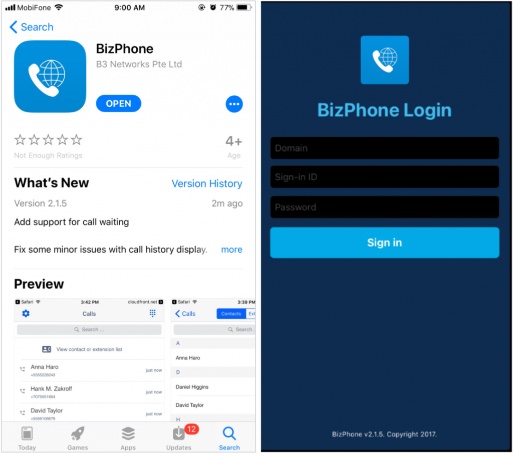 Bizphone Mobile App Installation - Data Dynamics Pte Ltd